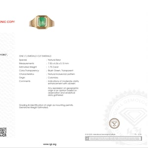 Certified Natural Columbian Emerald 1.777 Cts. (vivid Green) Men's Ring ...