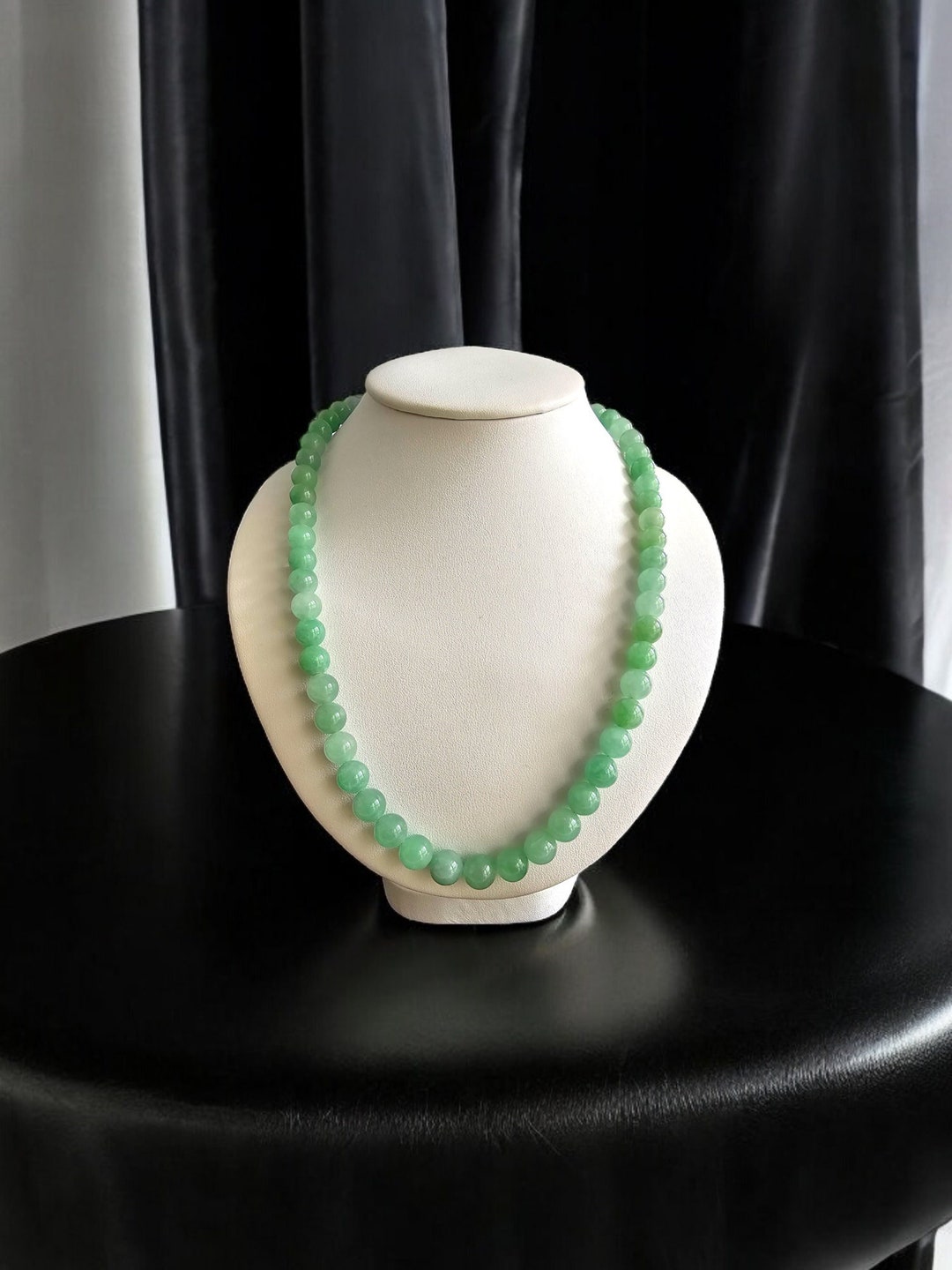 Hokkaido (MADE IN JAPAN) Burmese A-jade Beaded Necklace (8.50-10mm Each ...