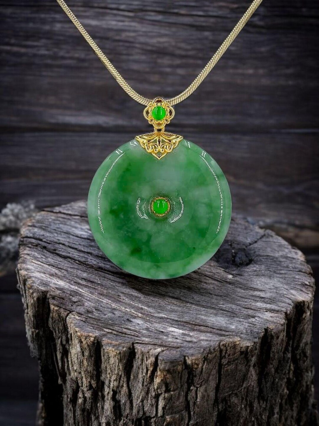 Emperors' Round Burmese A-jadeite 24.70 Mm Donut Pendant (with 18K ...