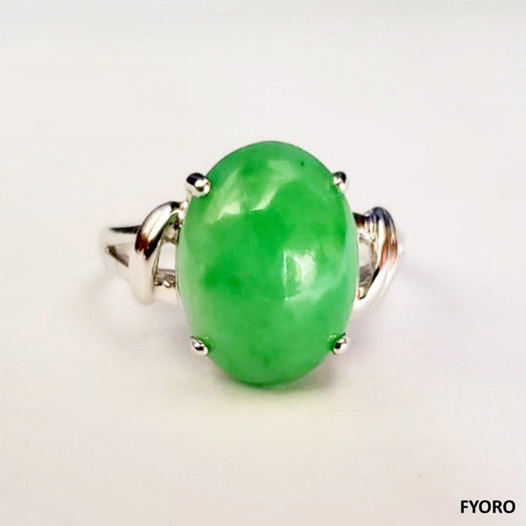 Beijing Royal Jade Ring With 14K White Gold - Etsy