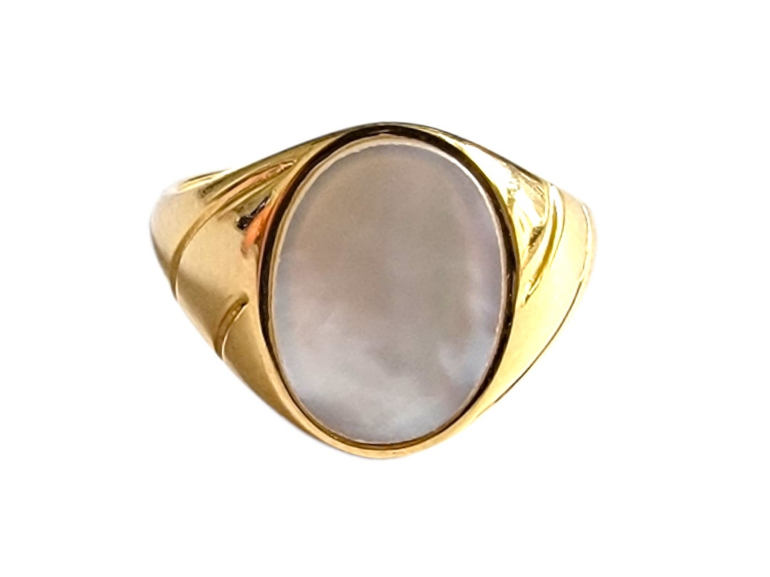 Fyie Signet MOP Ring with 14K Yellow Gold - Etsy