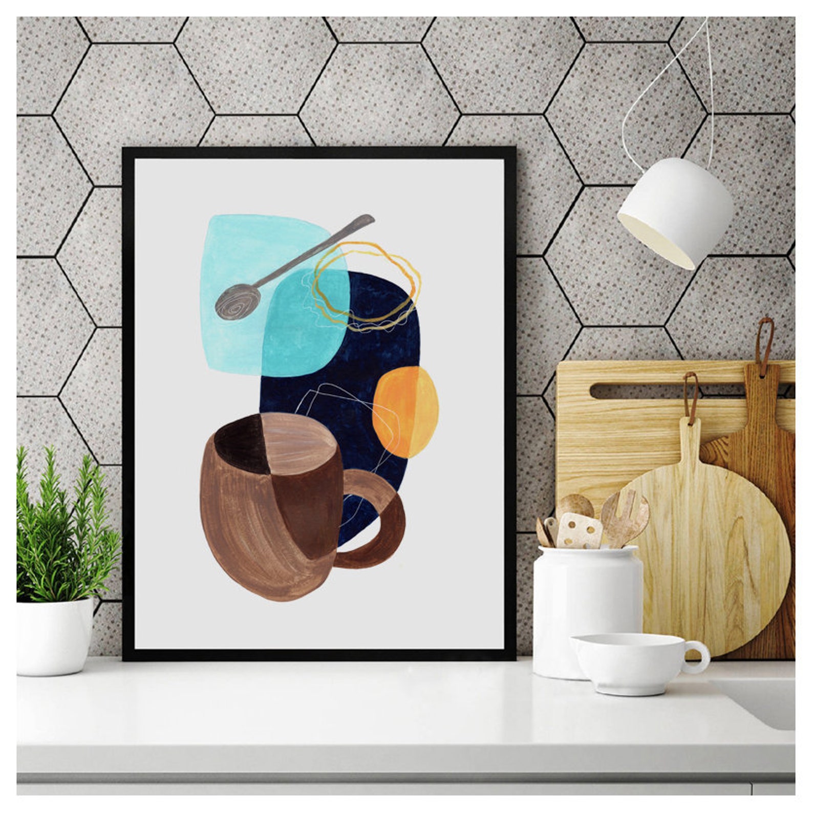 Set of 3 posters. Abstract art. Kitchen poster poster for | Etsy