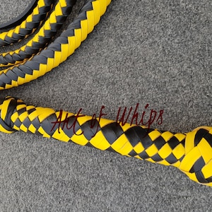 4 to 12 Feet Long 12 Plaits Yellow and Black Real Whip Top Grain ...