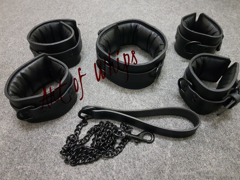 6 Pieces Top Grain Leather Restraints Set Soft Wrist & Ankle | Etsy