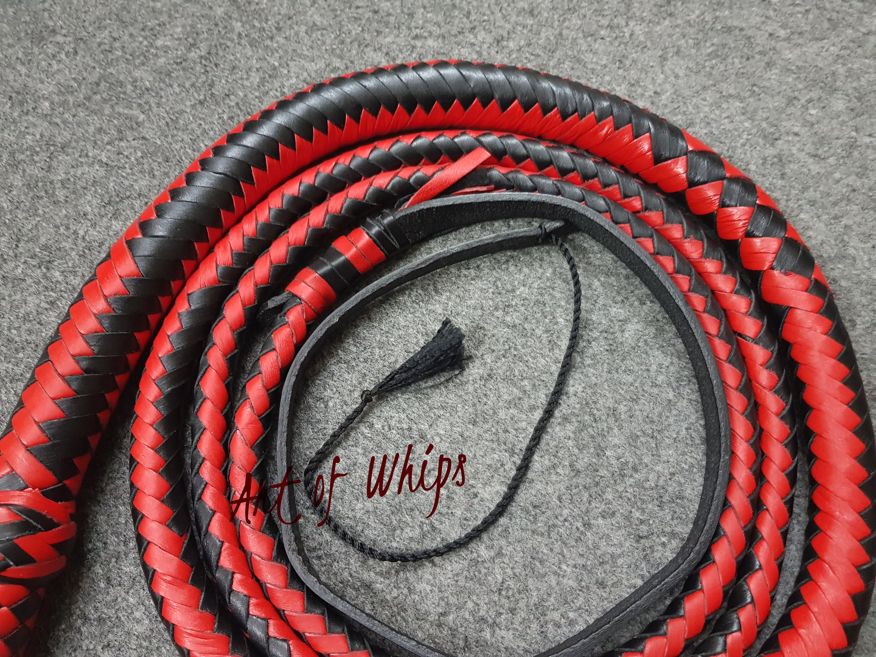 4 to 12 Feet Long 12 Plaits Red and Black Real Whip Top Grain - Etsy