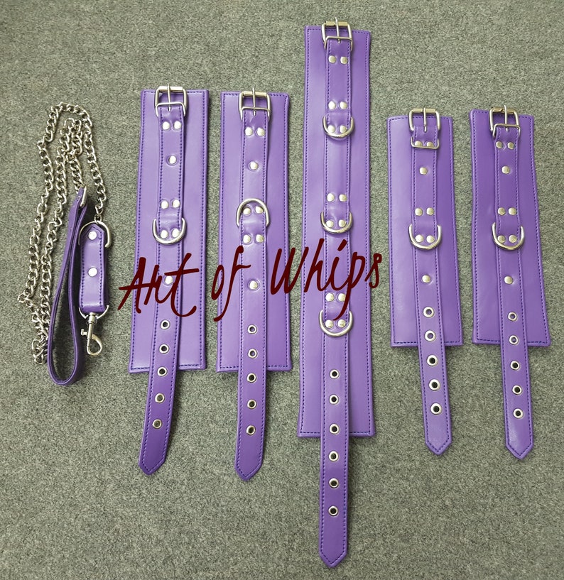 6 Pieces Top Grain Leather Restraints Set Soft Wrist & Ankle - Etsy