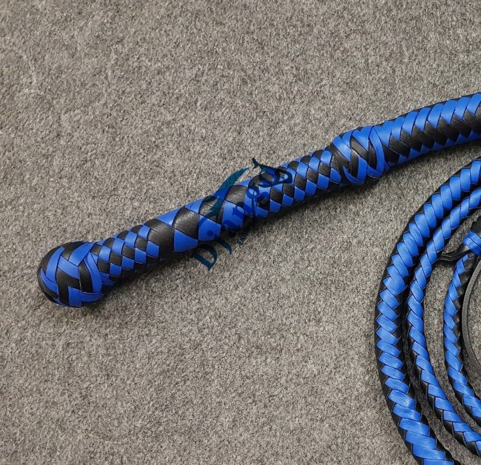 4 to 12 Feet Long 12 Plaits Blue and black Real whip Top Grain | Etsy