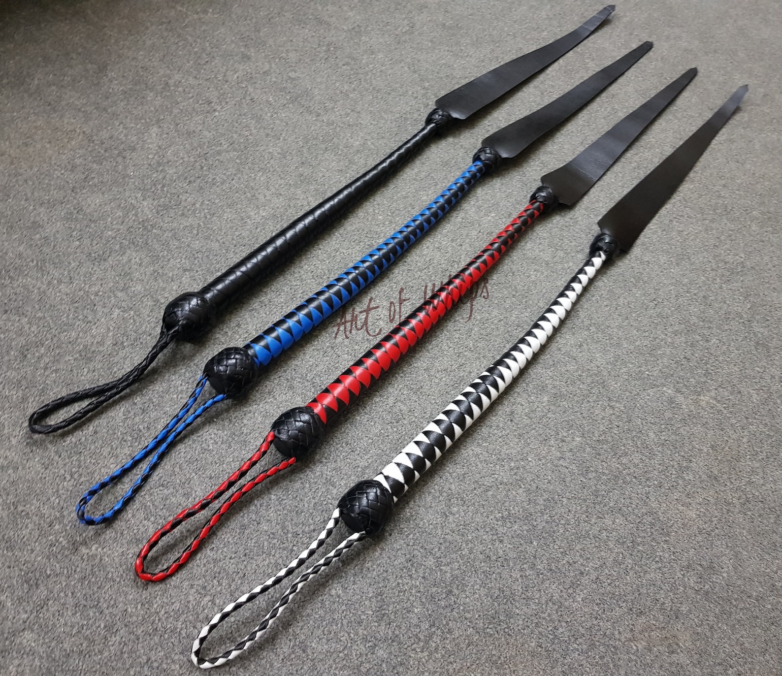 Genuine Heavy Duty Cowhide Top Grain Leather Fetish Whip Flogger 3 Feet ...