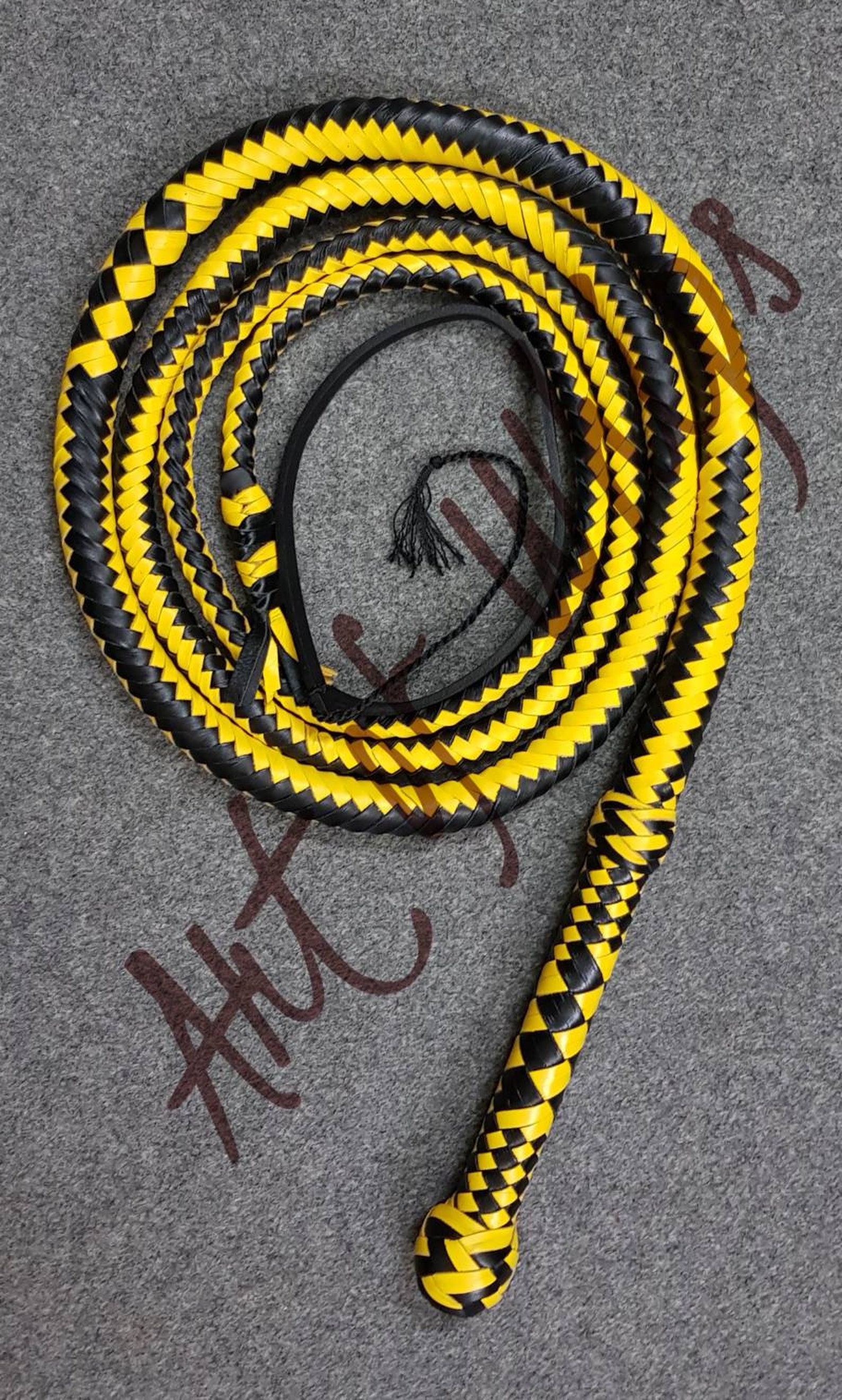 4 to 12 Feet Long 12 Plaits Yellow and Black Real Whip Top - Etsy UK