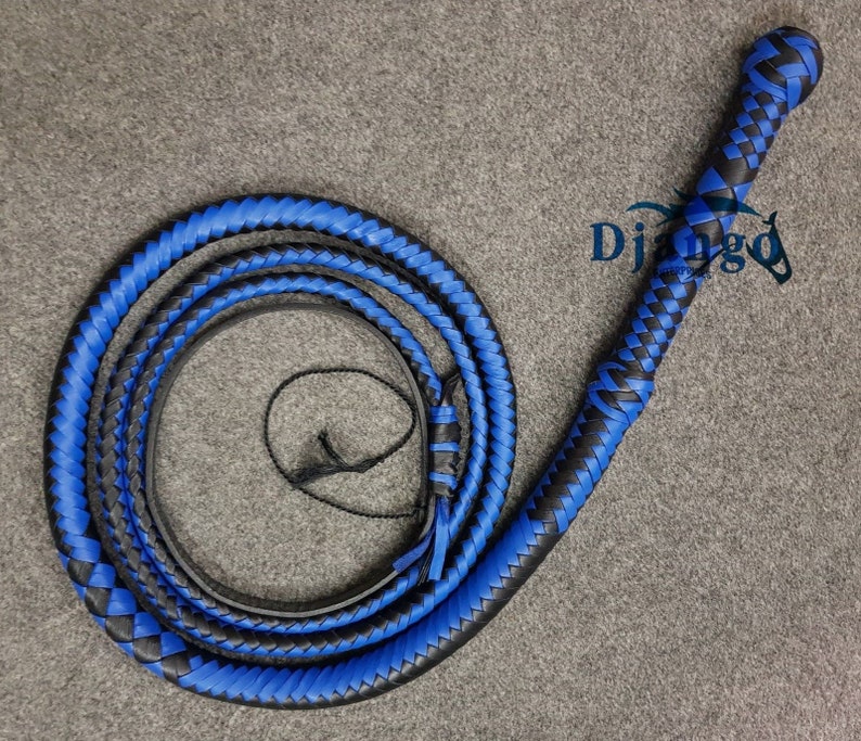 4 to 12 Feet Long Blue and black Real whip Top Grain Leather | Etsy