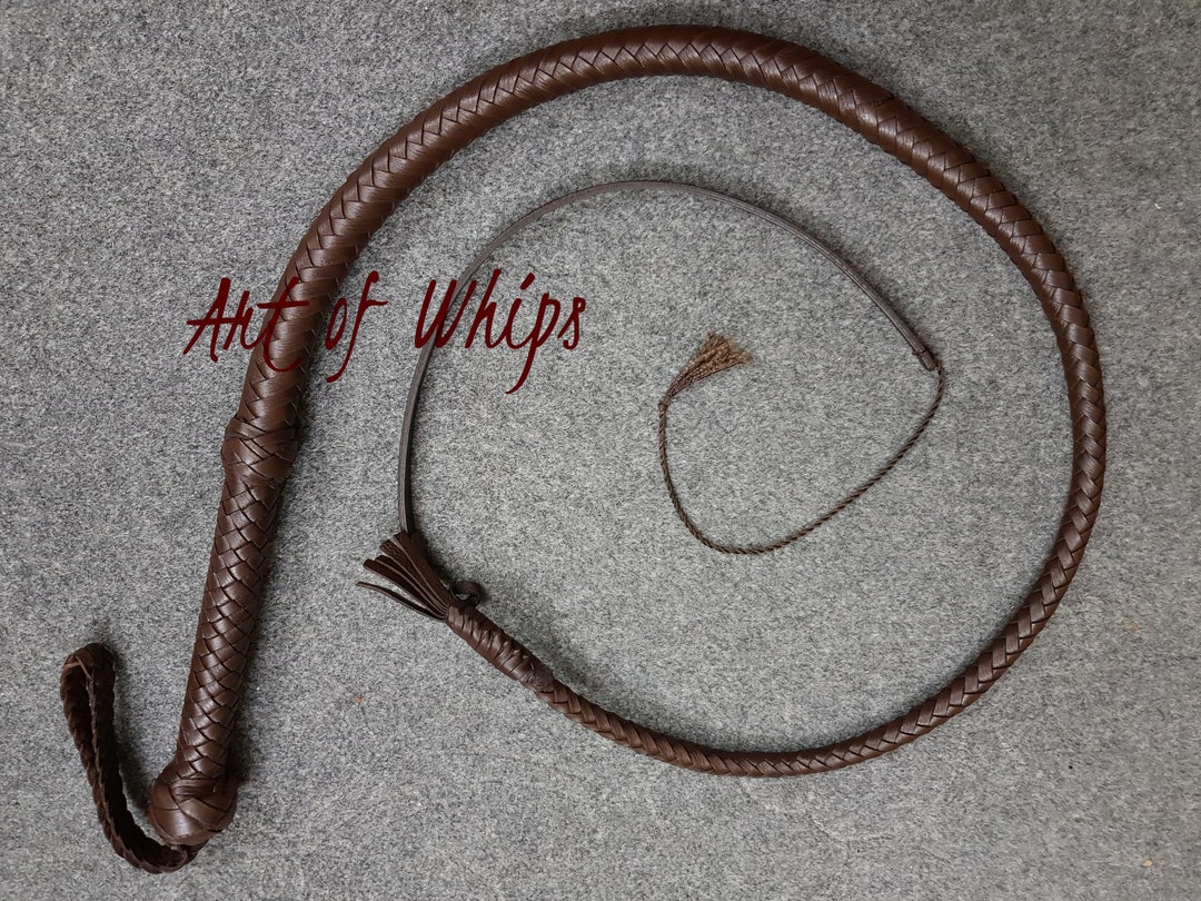 4 Feet 12 Plaits Chocolate Brown Whip Real Top Grain Leather Heavy Duty ...