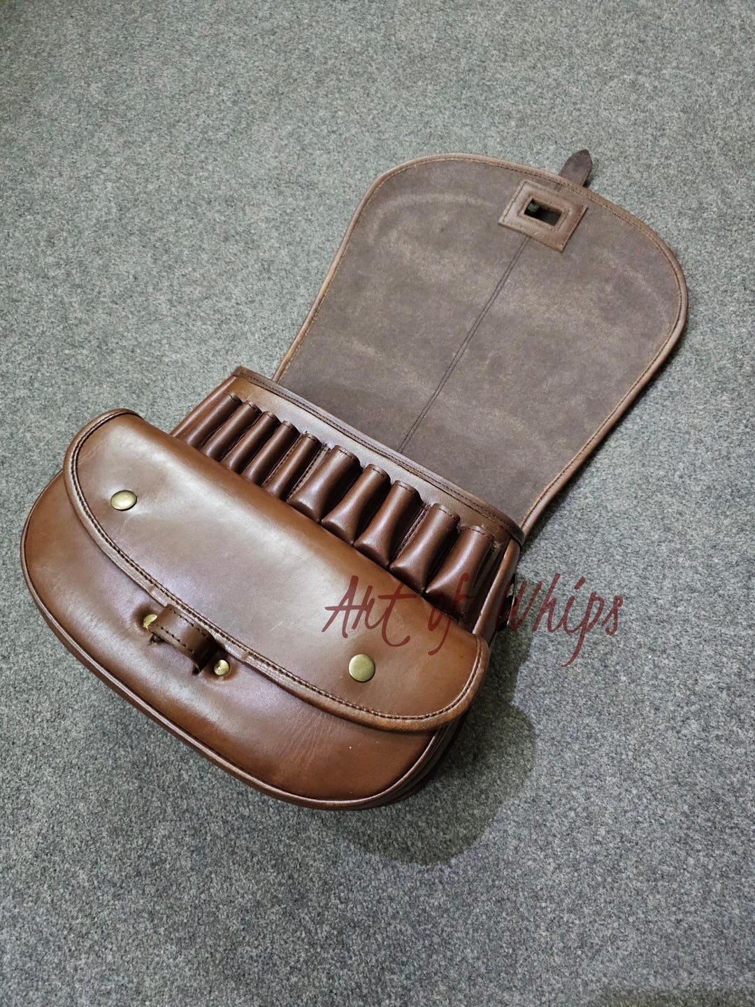 Real Cow Hide Leather Shotgun 175+ Cartridges Holder Speed Bag Ammo ...
