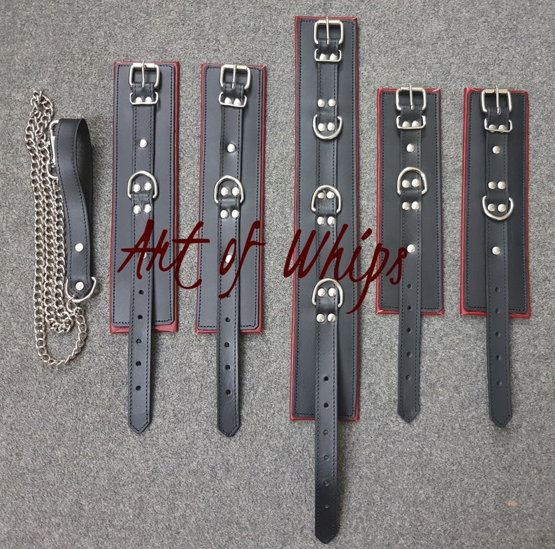 6 Pieces Top Grain Leather Restraints Set Soft Wrist & Ankle | Etsy