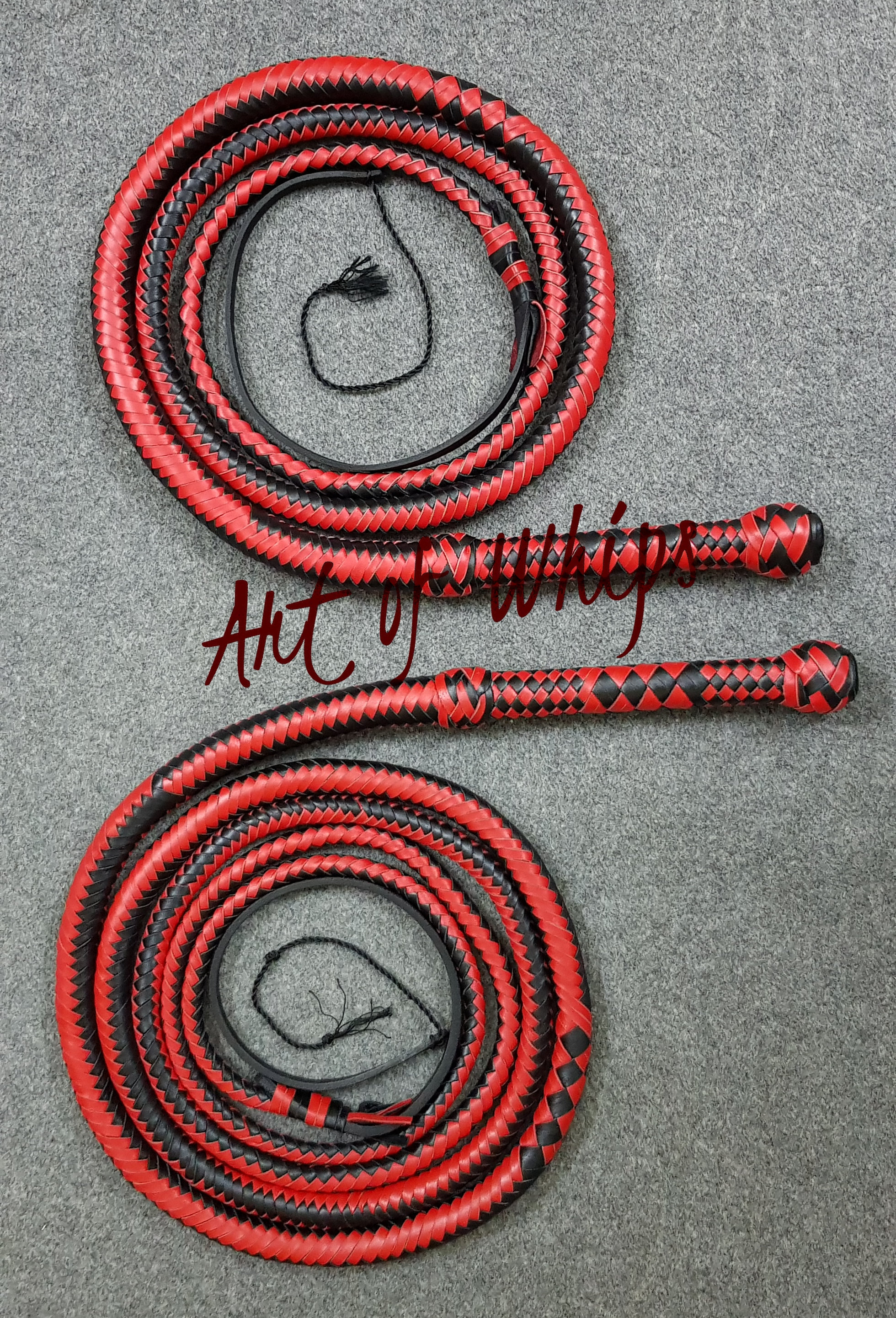 4 to 12 Feet Long 12 Plaits Red and Black Real Whip Top Grain - Etsy