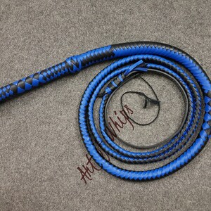 4 to 12 Feet Long 12 Plaits Blue and Black Real Whip Top Grain - Etsy UK