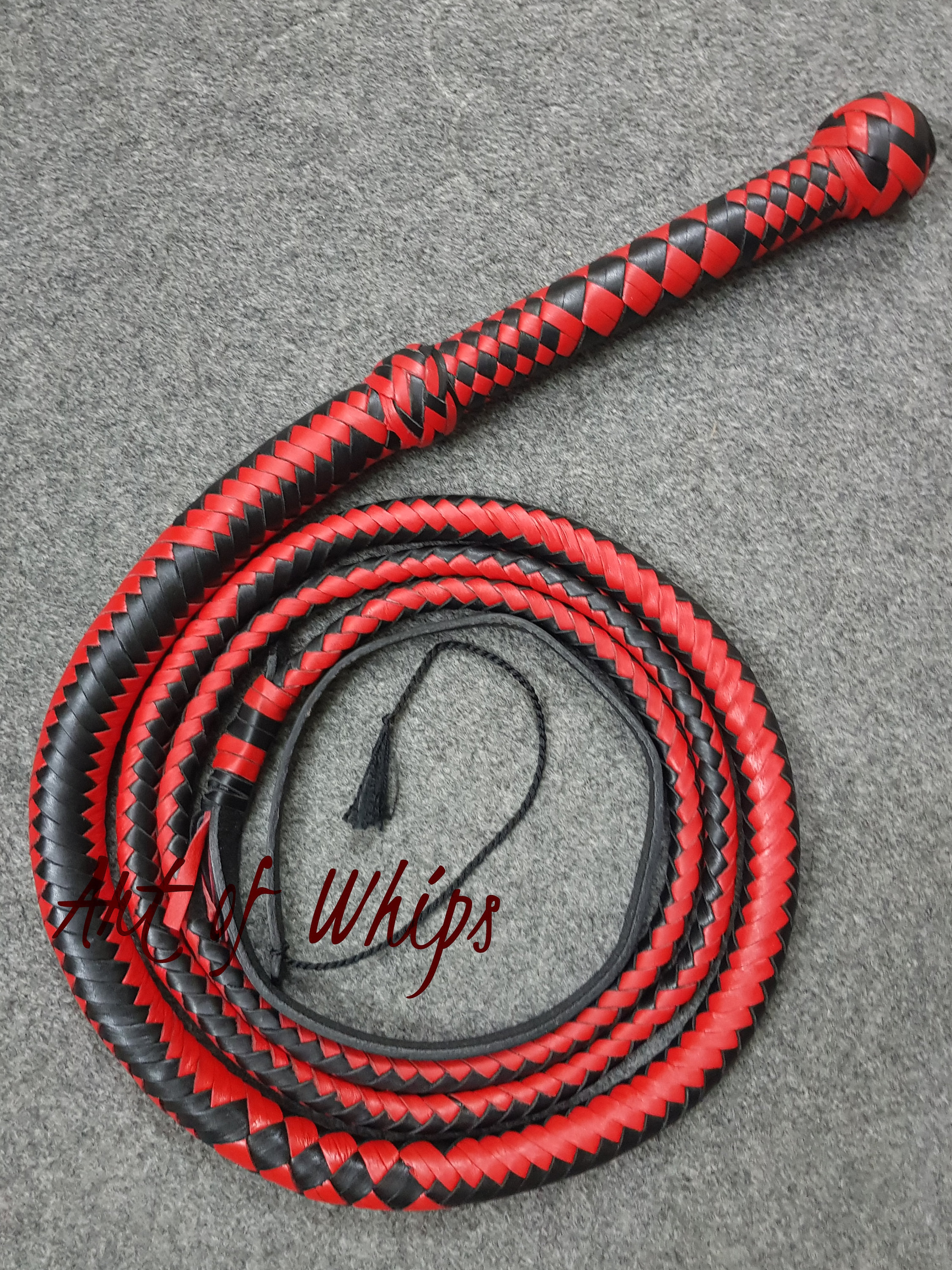 4 to 12 Feet Long 12 Plaits Red and Black Real Whip Top Grain - Etsy