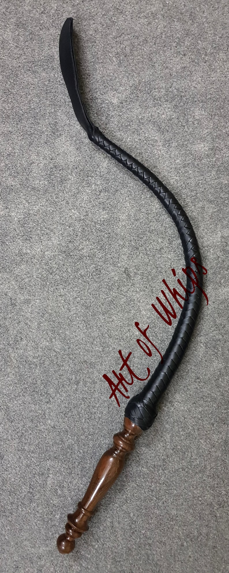 Geuine Leather Flogger Bullwhip Wood Handle Two Sting Tails Whip Horse ...