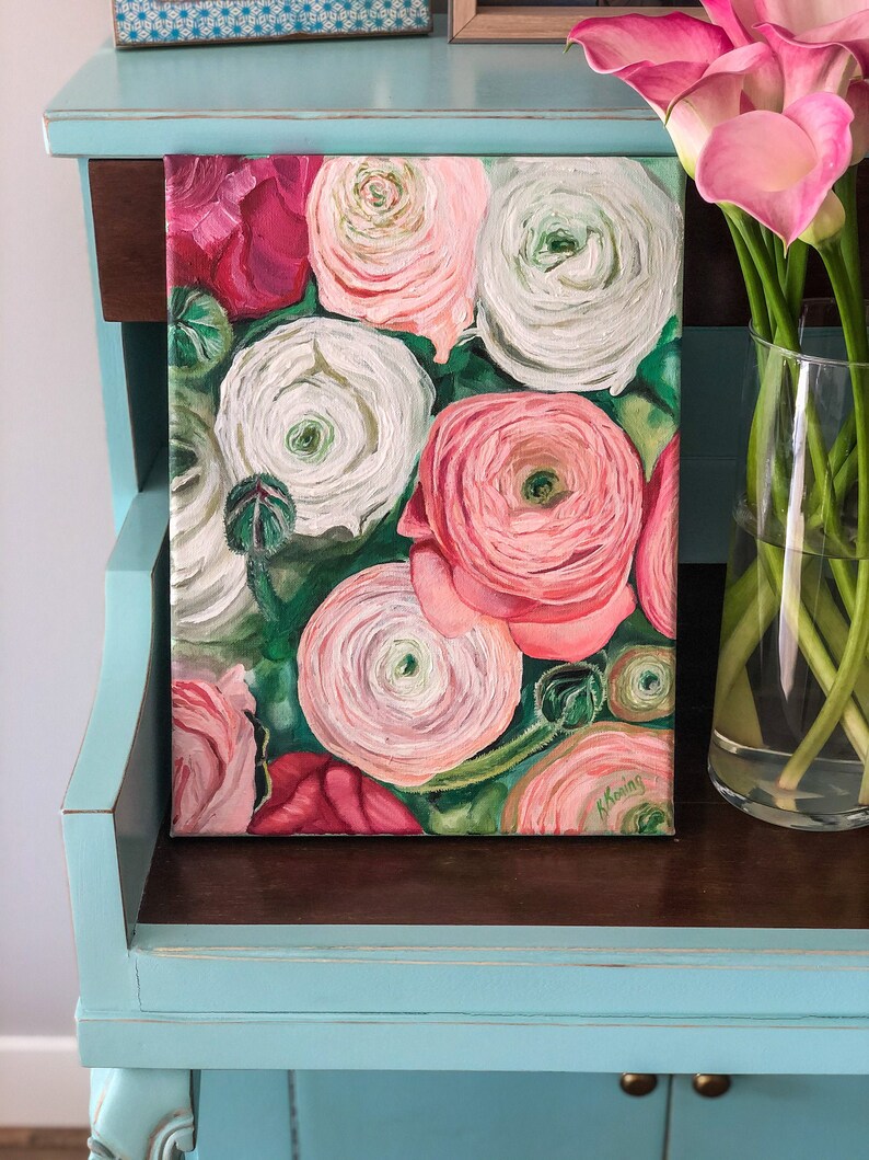 RANUNCULUS Original Oil Painting / Wall Decor / Home Decor / Floral ...