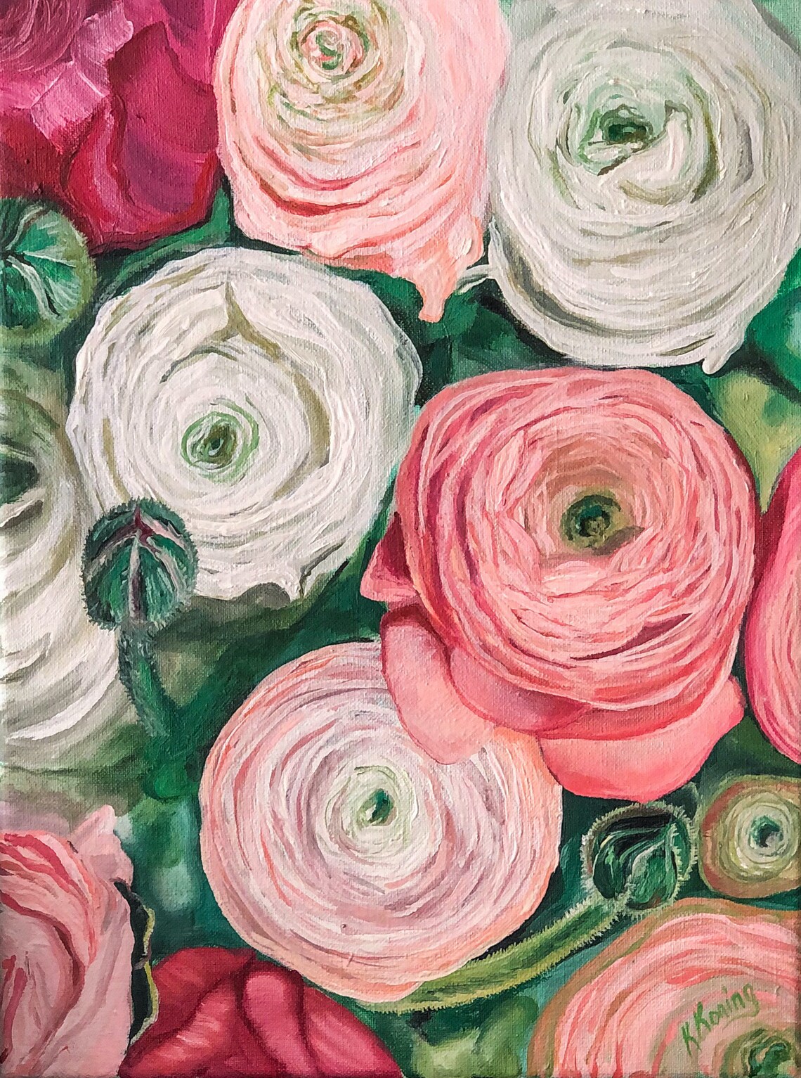 RANUNCULUS Original Oil Painting / Wall Decor / Home Decor / Floral ...
