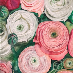 RANUNCULUS Original Oil Painting / Wall Decor / Home Decor / Floral ...