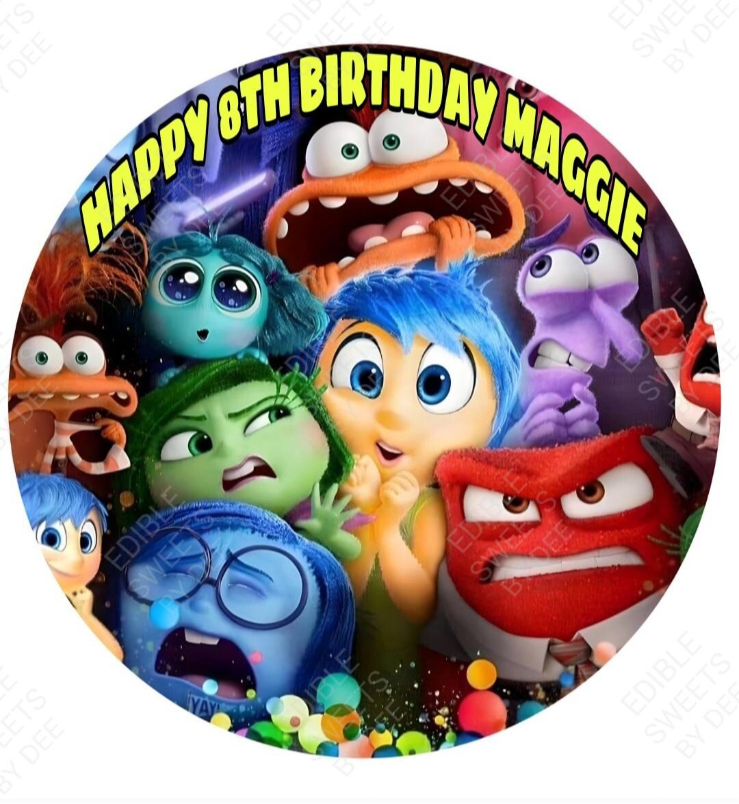 Inside Out Birthday Edible Cupcake, Cake, Cookie Image Toppers PREMIUM ...