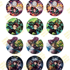 Demon Slayer Anime Birthday Edible Cupcake, Cake, Cookie Image Toppers ...