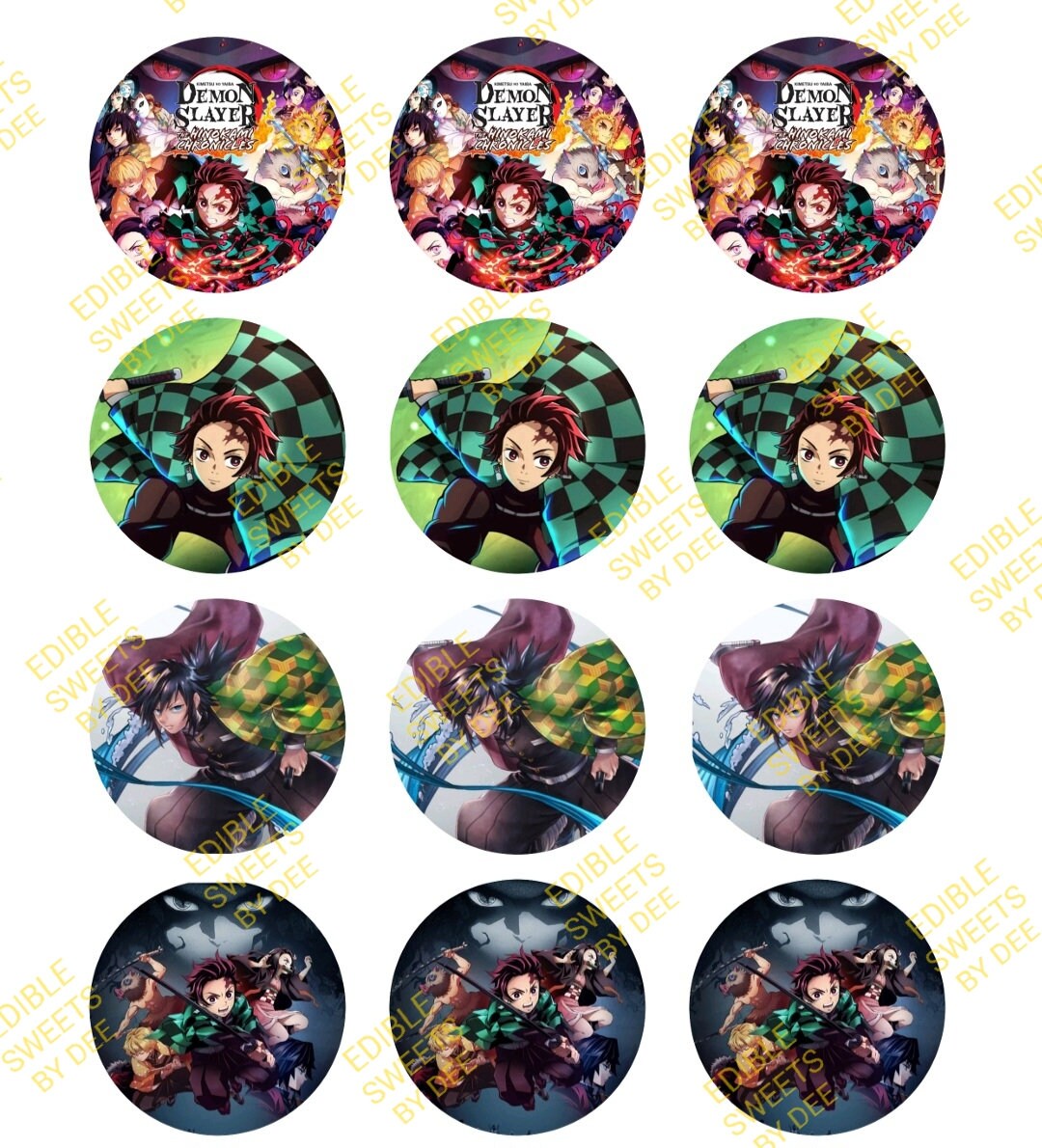 Demon Slayer Anime Birthday Edible Cupcake, Cake, Cookie Toppers - Etsy