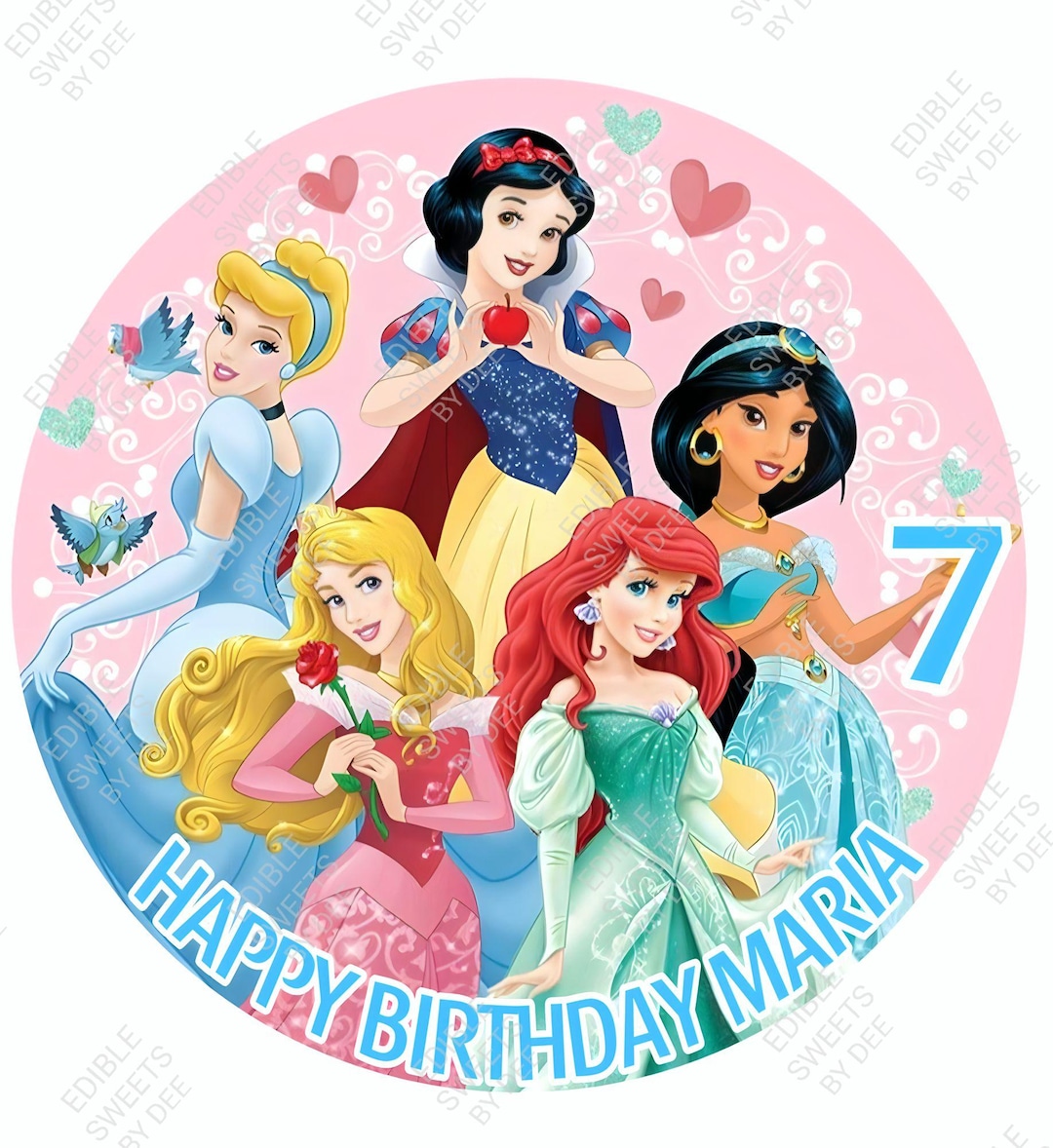 Princess Birthday Edible Image Cupcake, Cake, Cookie Image Toppers ...