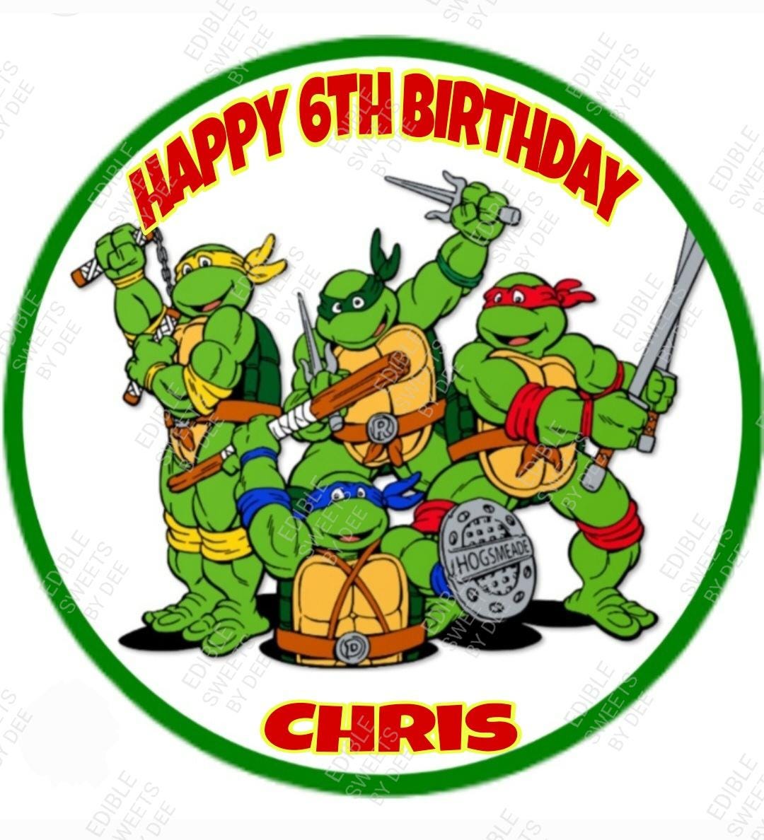 TMNT Birthday Edible Image Cupcake, Cake, Cookie Image Toppers PREMIUM ...