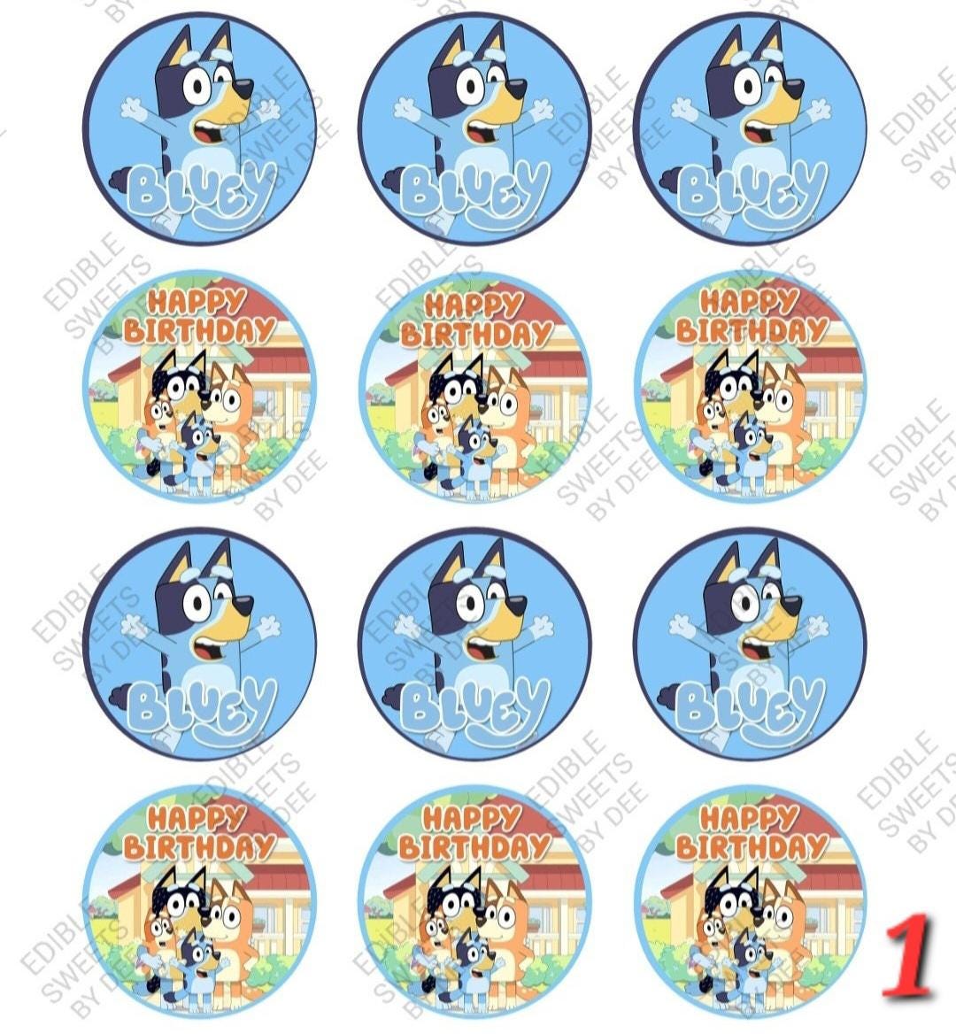Bluey Birthday Edible Cupcake, Cake, Cookie Image Toppers on PREMIUM ...