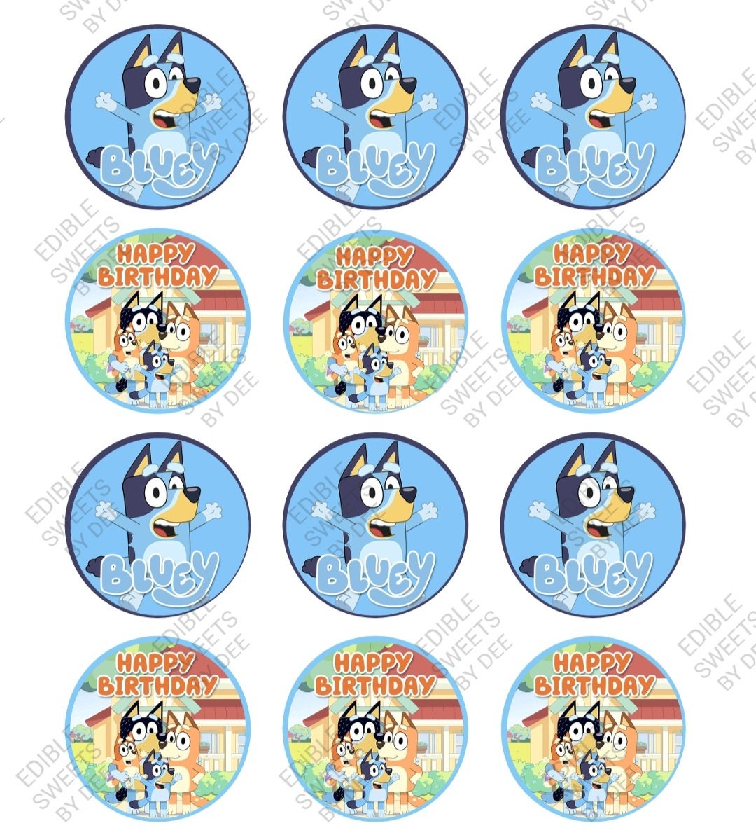Bluey Birthday Edible Cupcake, Cake, Cookie Toppers - Etsy UK