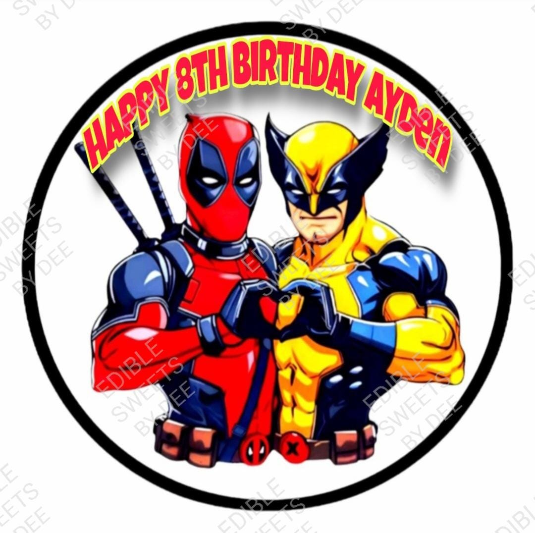 Deadpool and Wolverine Birthday Edible Cupcake, Cake, Cookie Image ...