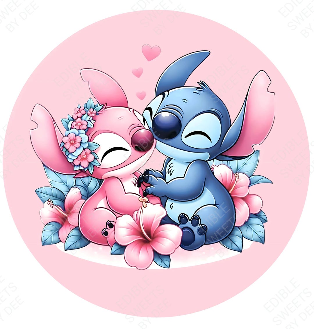 Stitch and Angel Edible Cupcake Toppers, Baby Shower, Birthday - Etsy