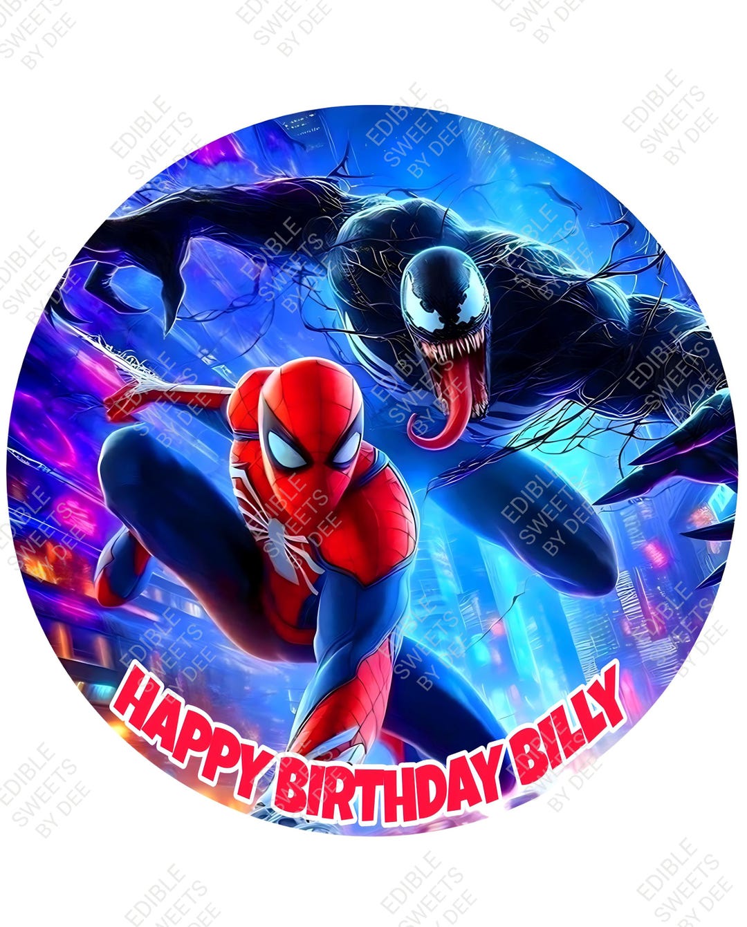 Spiderman and Venom Birthday Edible Cupcake, Cake, Cookie Image Toppers ...
