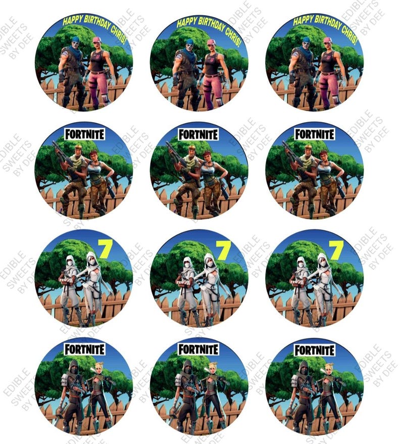 Fortnight Birthday Edible Cupcake, Cake Image Toppers PREMIUM Sheets - Etsy