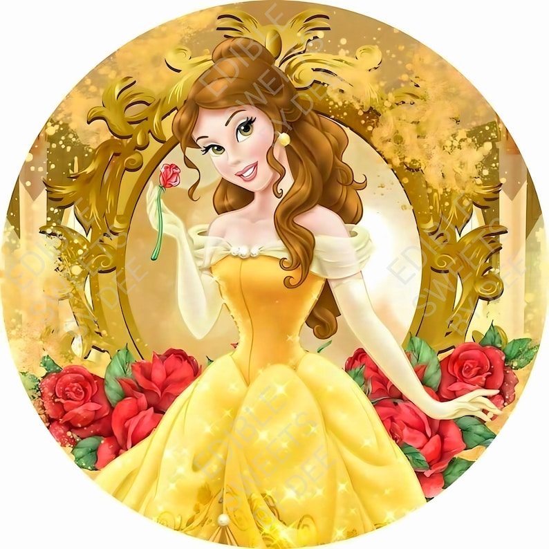 Princess Belle Birthday Edible Cupcake, Cake Image Toppers on PREMIUM ...