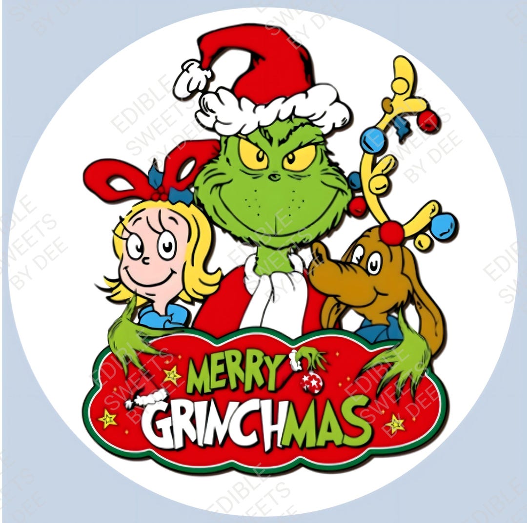 Grinch Christmas Edible Cupcake, Cake, Cookie Image Toppers on PREMIUM ...