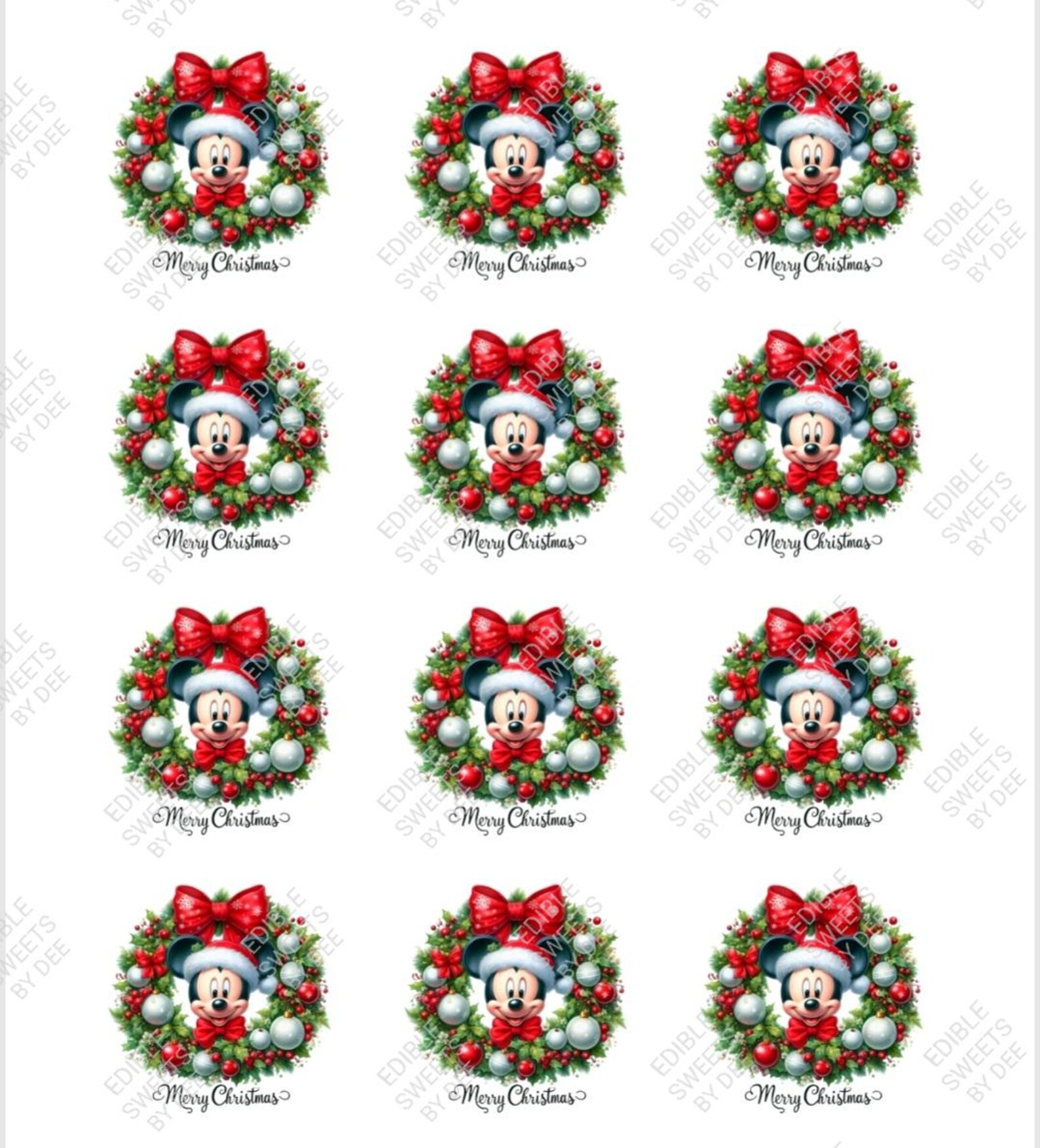 Mickey Mouse Christmas Edible Cupcake, Cake, Cookie Image Toppers ...