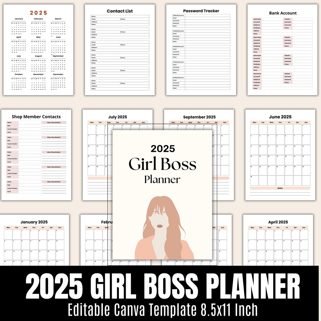 Girl Boss Planner Template, Woman Planner 2025, Lady Boss Planner ...