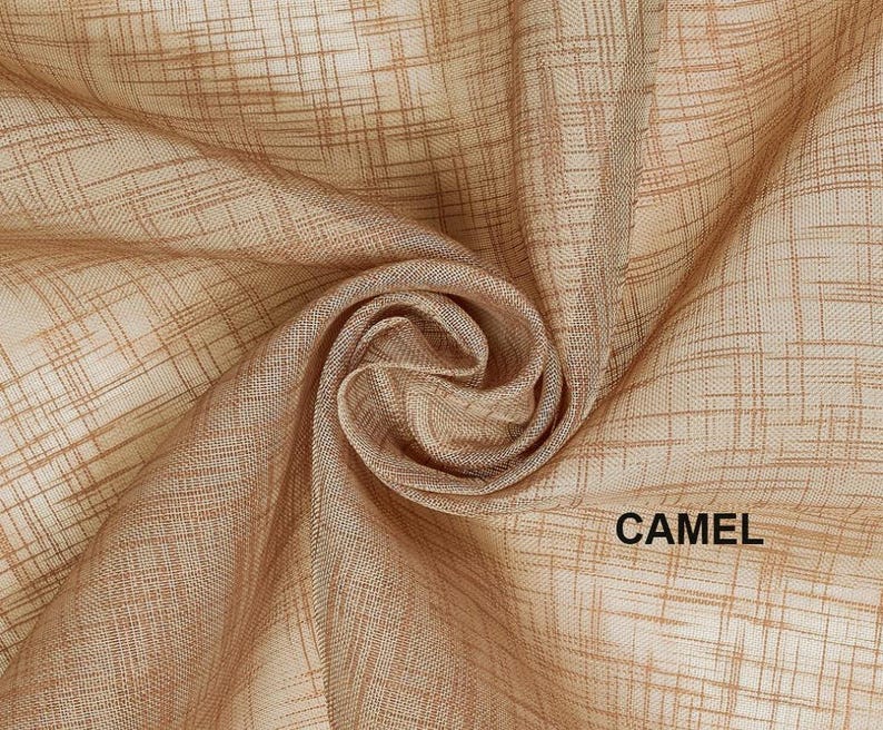 Linen-look Sheer China Cabinet Curtain: Custom Kitchen Panel - Etsy