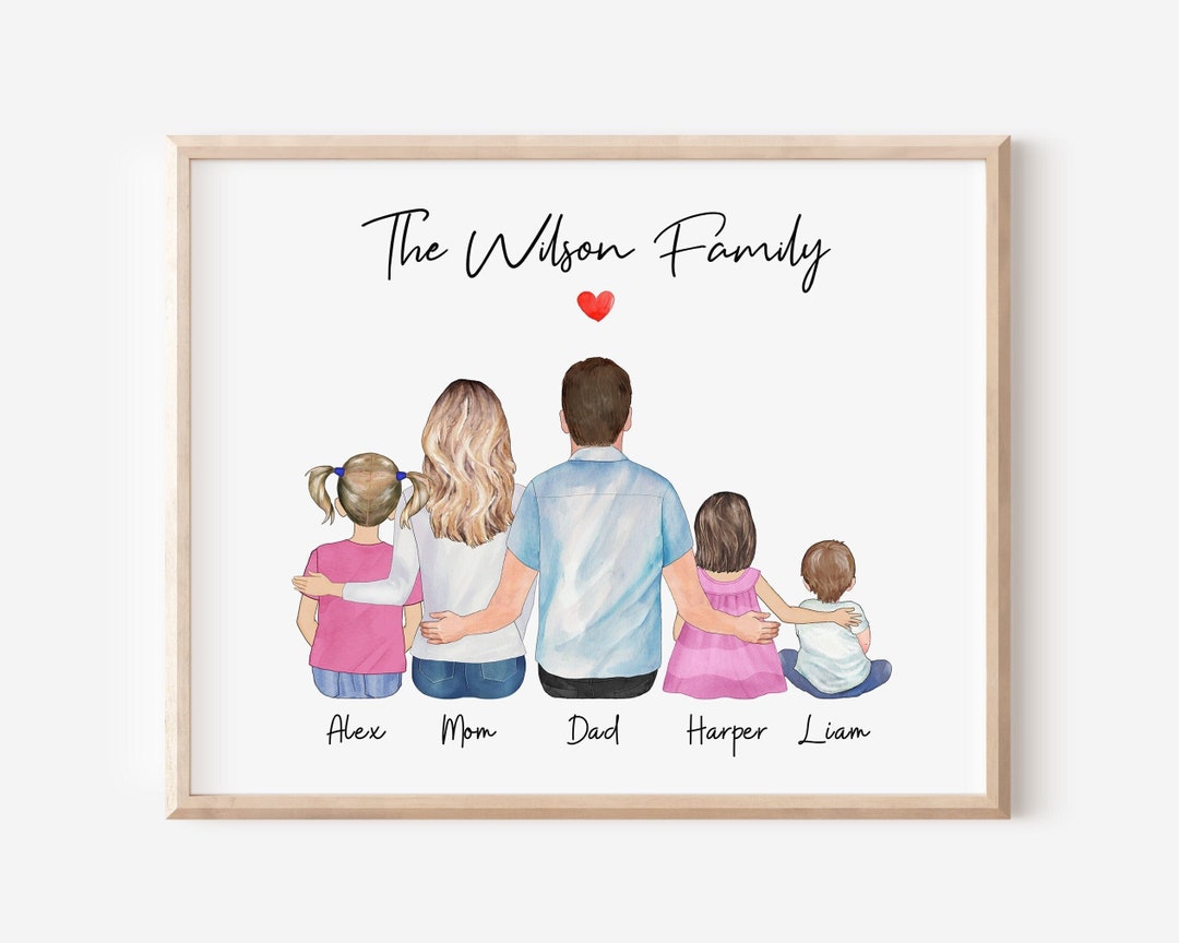 Digital Personalized Family Portrait, Family Wall Art, Family Portrait ...