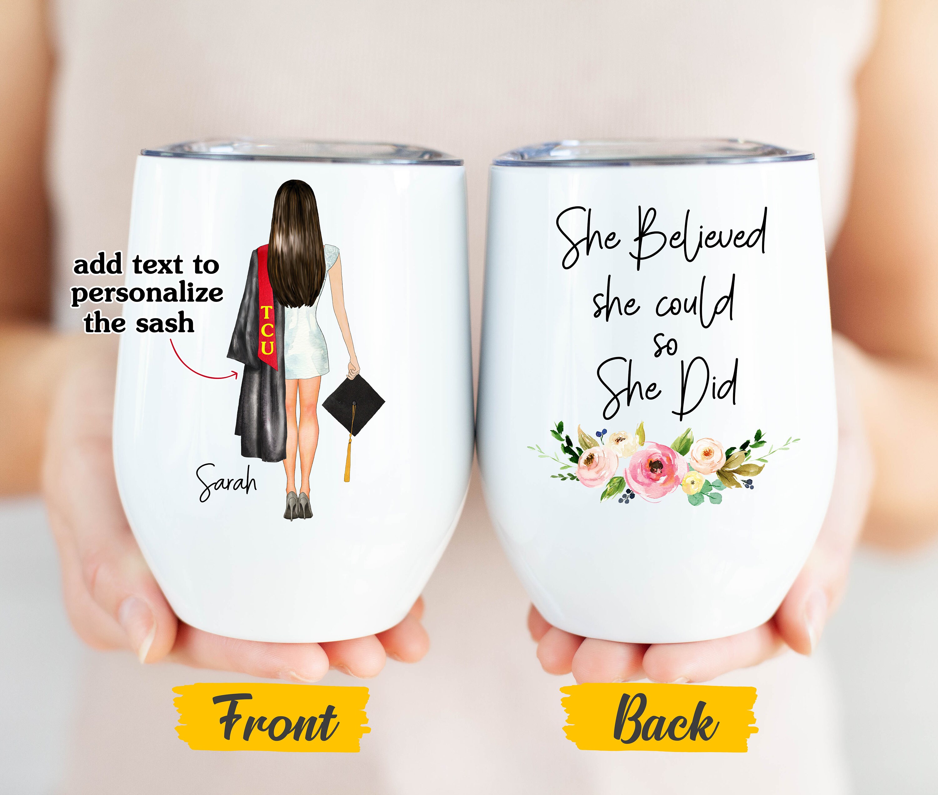 Graduation Wine Tumbler Custom Grad Tumbler Graduation Gift | Etsy