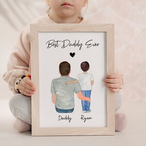 Personalized Father and Son Gift, Custom Dad Son Portrait, Fathers Day ...