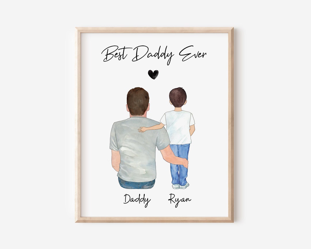 Personalized Father and Son Gift, Custom Dad Son Portrait, Fathers Day ...