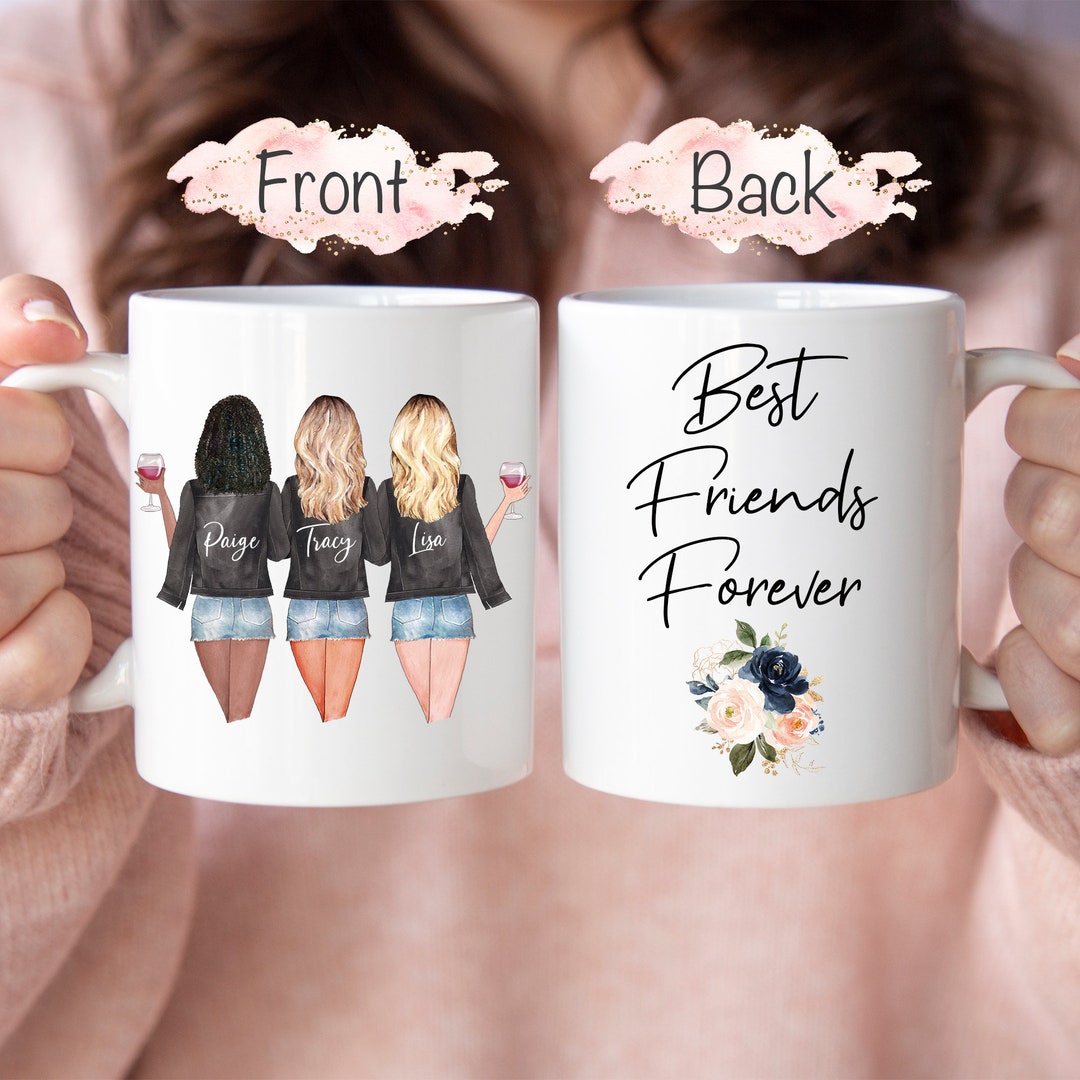 3 Best Friends Mug, Personalized Friend Mug, BFF Mug, Bestie Mug, Mug ...
