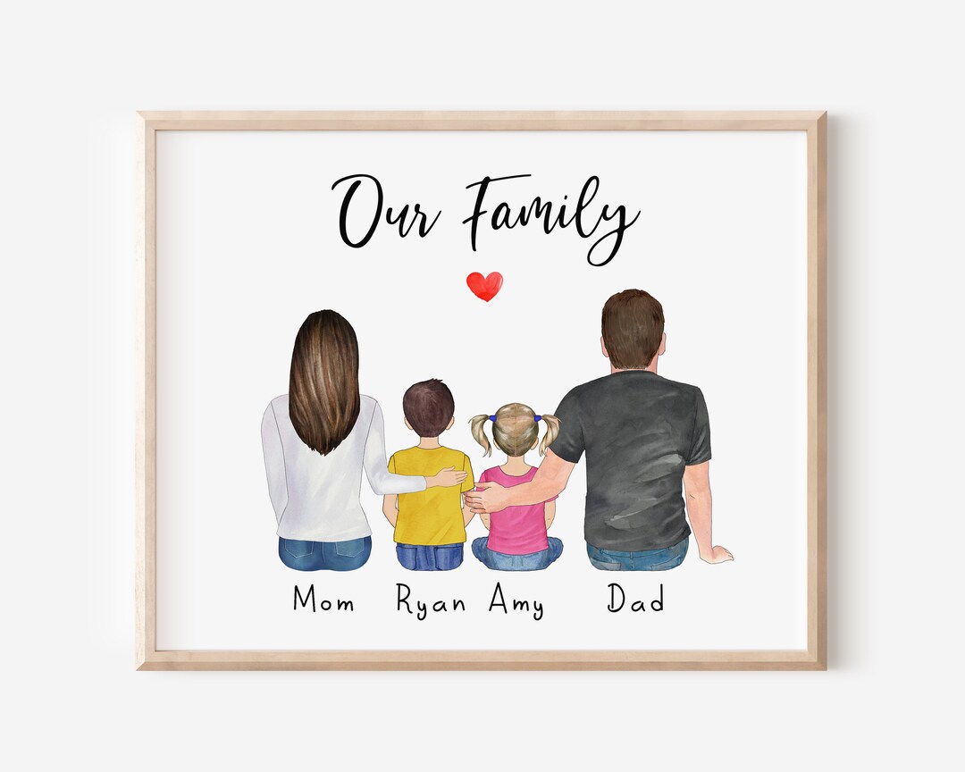 Personalized Digital Family Portrait, Custom Family Portrait Print ...