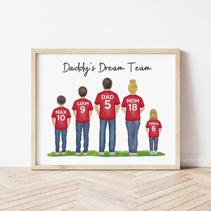 Personalized Fathers Day Gift, Daddys Dream Team Print, Football Family ...