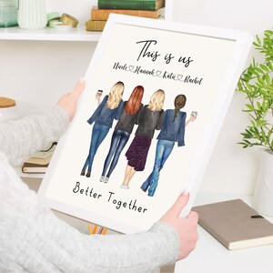 Personalized Best Friends Portrait Print, Group Friendship Print, Gift ...