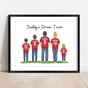 Personalized Fathers Day Gift, Daddys Dream Team Print, Football Family ...