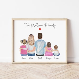 Digital Personalized Family Portrait, Family Wall Art, Family Portrait ...